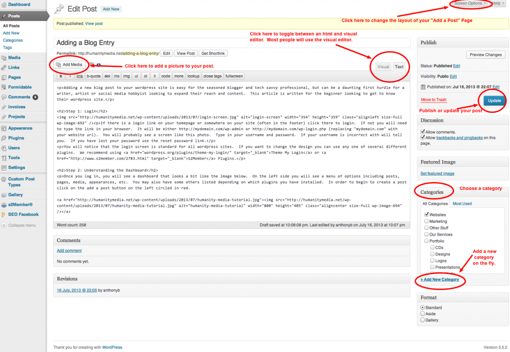 Adding a Blog Entry - Humanity Media